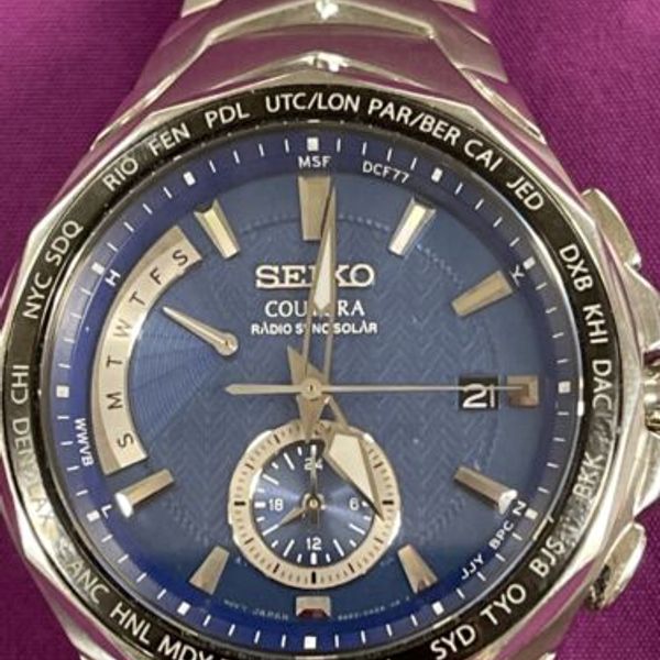 SEIKO Coutura Radio Sync Solar Blue Dial Men's Watch - SSG019 | WatchCharts