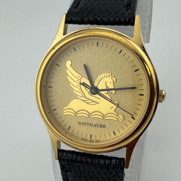 VTG Wittnauer Pegasus Quartz Watch Unisex Dual Tone Japan Leather New ...
