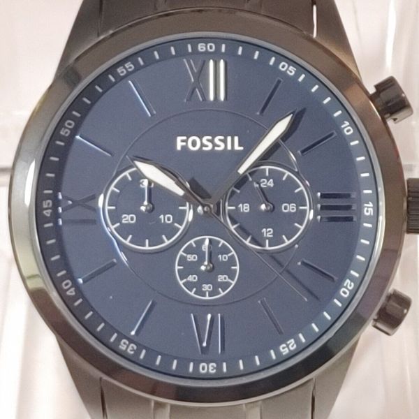 FOSSIL FLYNN BQ1126 Chronograph Large 48 mm Watch Smoke Case,Navy Blue ...