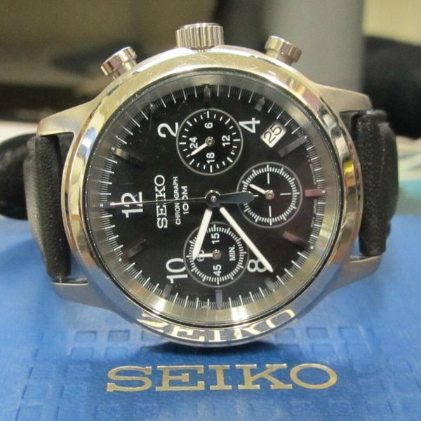 Seiko 6T63-00CB Chronograph Black Stainless Steel Men's Watch in Box ...