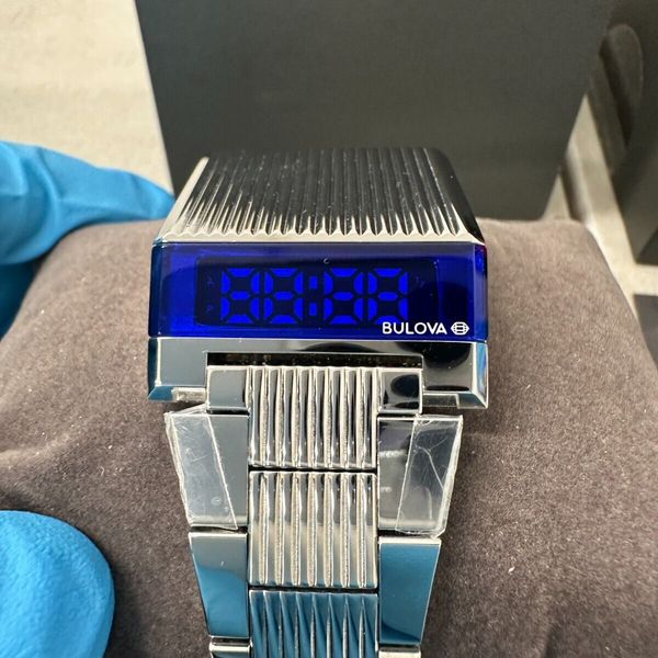Bulova 98C139 Men's Computron Stainless Steel Retro LED Digital Watch ...