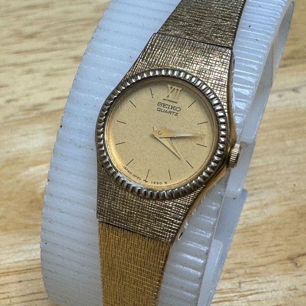Vintage Seiko Quartz Watch 2P20-0339 Women Gold Tone Round Analog New ...