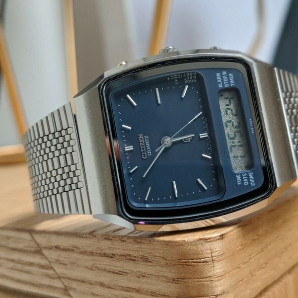 Vintage Citizen Ana Digi Dual Time 41-8013 Blue Dial Japan Digital ...