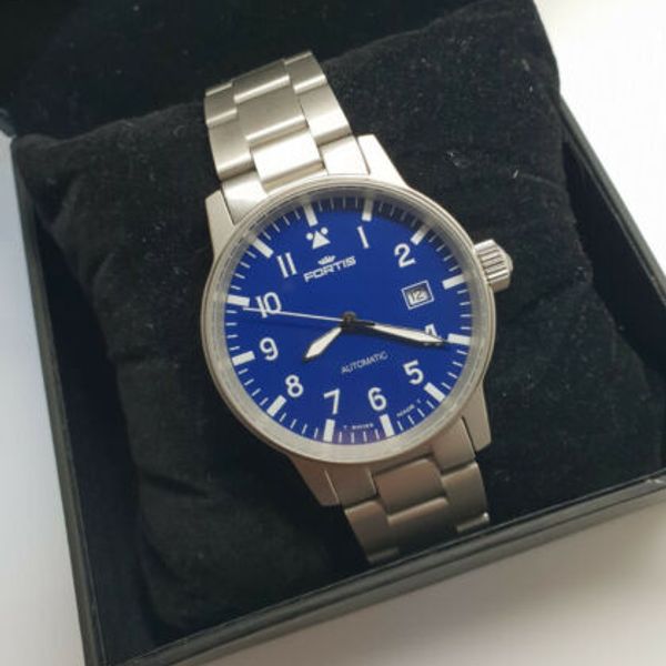Fortis Flieger Pilot 25 Jewels Automatic Blue Dial Gents Watch mint ...