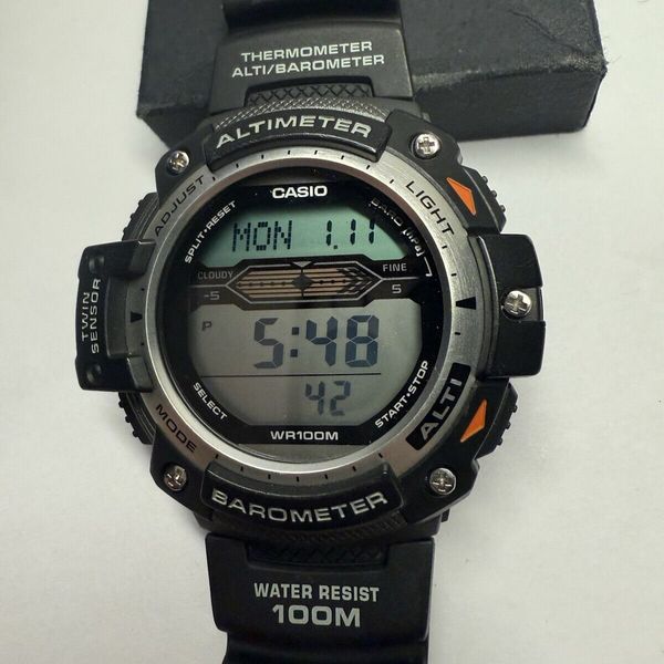 Casio Digital Watch Men Altimeter Barometer Black Day Date SGW-300H New ...