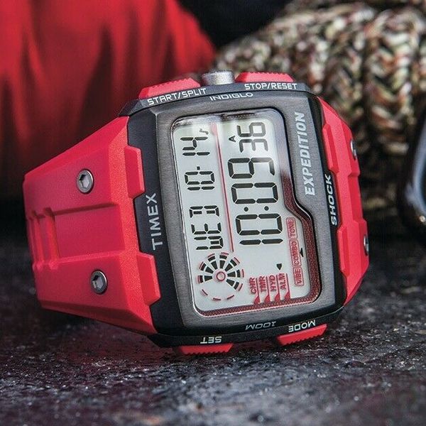 Mens Timex Expedition TW4B03900 GRID SHOCK Limited Burgundy Red Edition ...