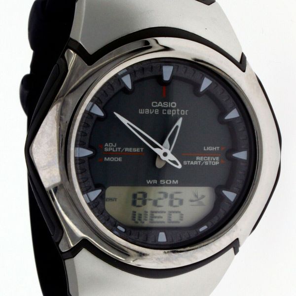 New Casio Watch WVA 104 HLA-8AV Analog/Digi Wave Ceptor Atomic World ...
