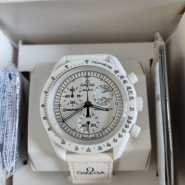 OMEGA x Swatch Moonswatch 'Snoopy' Edition White Moonphase ...