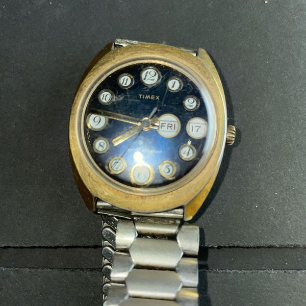 Vintage Timex Marlin Telephone Dial Menâ s Watch Mechanical Winder Date ...