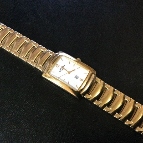 ROTARY 10843 Men’s Tank Style Gold Quartz Date Watch working ...