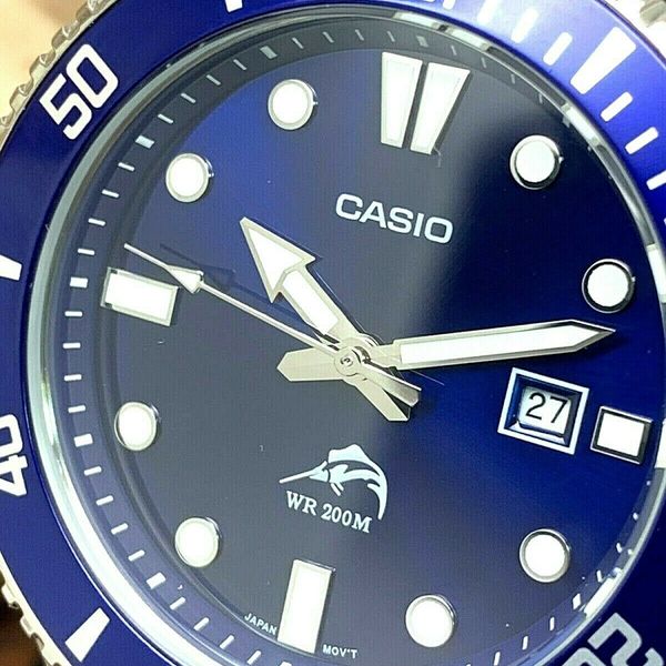 Casio Men’s Watch MDV106 Analog Quartz Blue Dial Date Diver Resin Strap ...