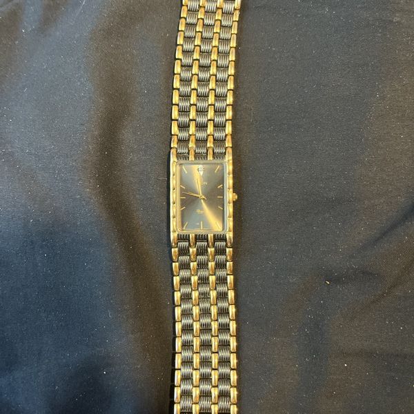 Elgin Menâ s 22mm 7â â Quartz Tank Diamond Watch FM351-040 New Battery ...