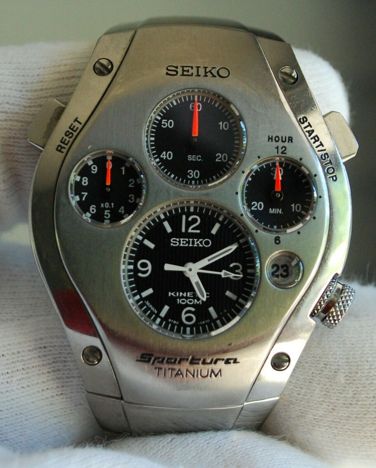 RARE SEIKO Sportura 9T82-0A60 TITANIUM Kinetic Chronograph Handmade ...