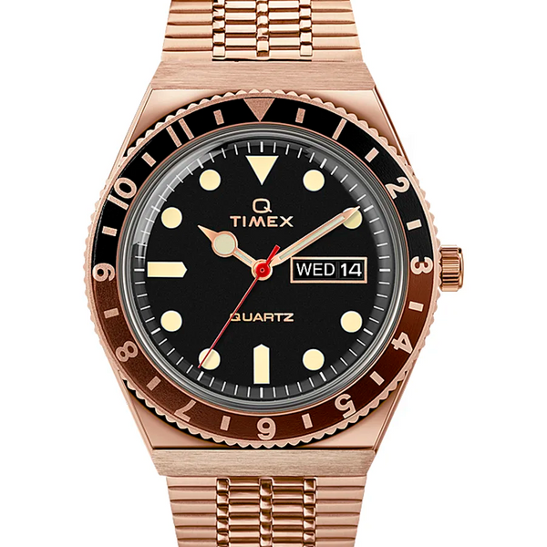 Timex Q Timex Reissue 38mm Rose Gold Stainless Steel Mens Watch ...