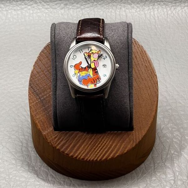 Vintage Timex Tigger Pooh Watch Unisex Brown Leather Band Date Display ...