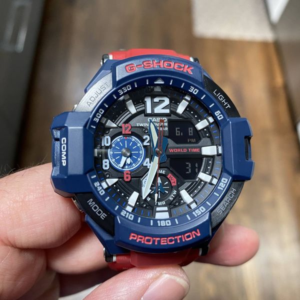 Casio G-Shock GA-1100 Red White and Blue Aviator Gravity Master ...