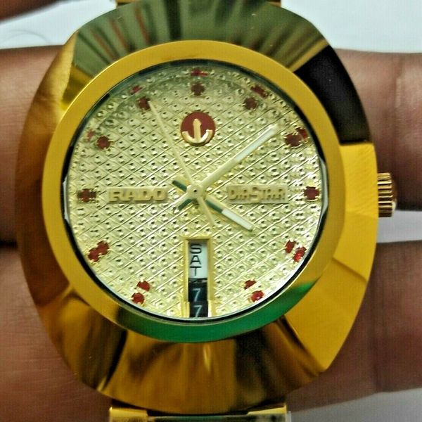 Vintage Rado Diastar Automatic 36 MM Gold Plated Red Stone Men's Wrist ...