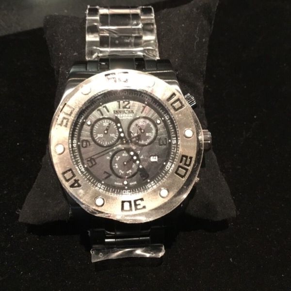 NEW INVICTA RESERVE COLLECTION CHRONOGRAPH DATE BLACK & CHROME WATCH NO ...