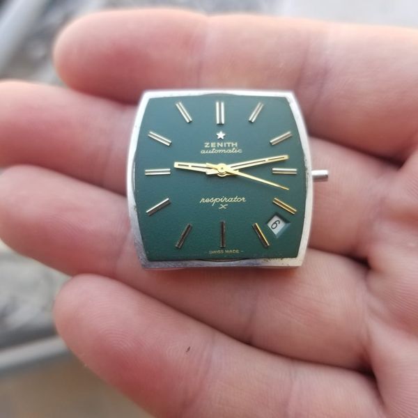 vintage rare zenith respirator green dial automatic men's watch ...
