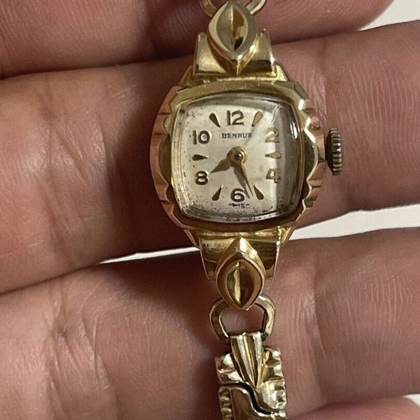 BENRUS SWISS VINTAGE 14K YELLOW GOLD WORKING LADIES WRISTWATCH MODEL BU ...