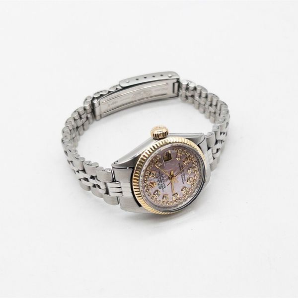 Estate $9000 ROLEX DATEJUST PINK MOP Diamond 18k Yellow Gold SS Ladies ...
