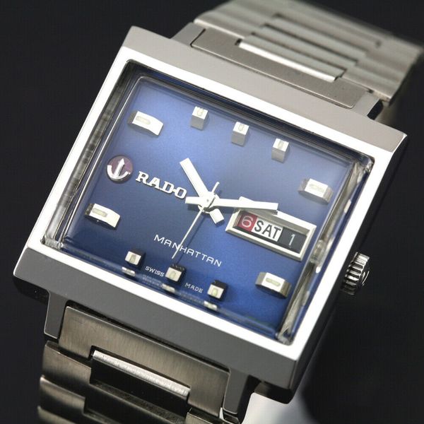VINTAGE RADO MANHATTAN DAY DATE AUTOMATIC BLUE DIAL MEN`S DRESS SWISS ...