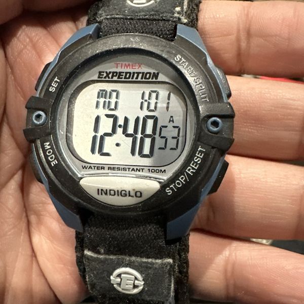 Works Timex Expedition Indiglo WR 100M Chrono Timer Digital Men's Watch New Batt | WatchCharts ...
