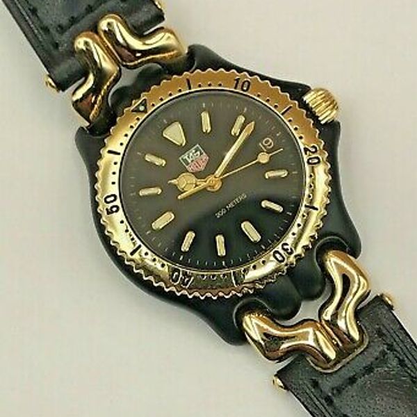 TAG Heuer SEL Sports Elegance Midsize watch S93.313C black & gold-plate ...