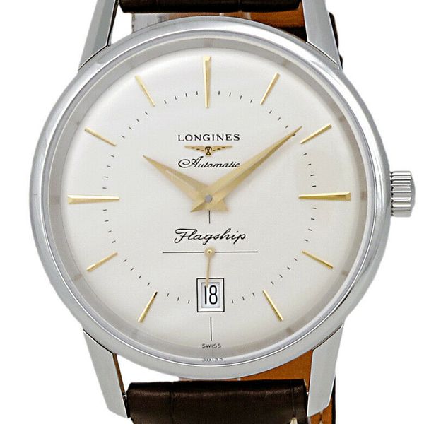 New Longines Heritage Flagship Brown Leather Strap Mens Watch L47954782 ...