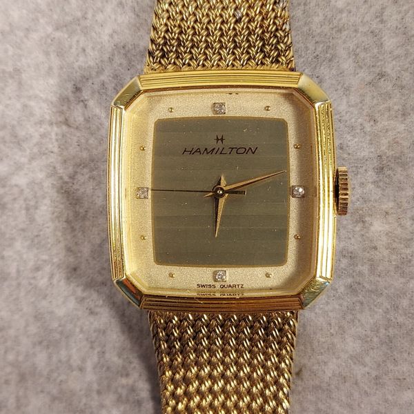 Men's Vintage HAMILTON Gold Tone Swiss Quartz Watch w/ New Battery ...
