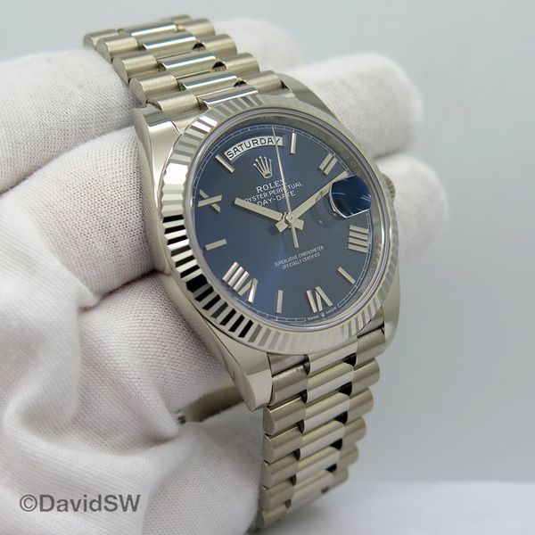 FS: Rolex 228239 18K WHITE GOLD 40MM DAY DATE -BLUE ROMAN DIAL ...