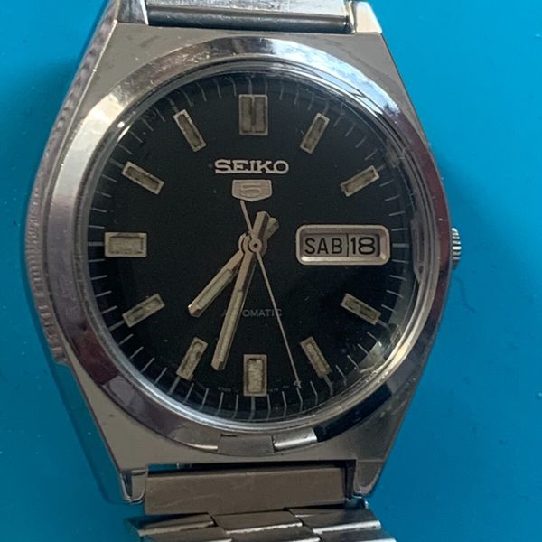 Seiko 5 Automatic 17 Jewels 6309-5820 Vintage Watch BLACK DIAL DAY/DATE | WatchCharts Marketplace