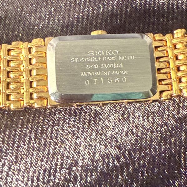 Vintage Seiko Women 2E20-5A00 RO Gold Tone Rectangular Quartz Watch ...