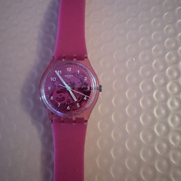 Swatch Gum Flavour Quartz Pink Transparent Dial Unisex Watch GP166 ...