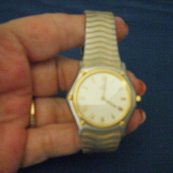 Vintage Men's Ebel Classic Wave 18k Gold Bezel 35mm Roman Numerals ...