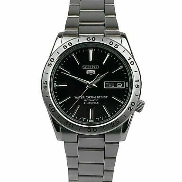 Seiko 5 Automatic Black Dial Silver Steel Men’s Watch SNKE01K1 RRP £169 ...
