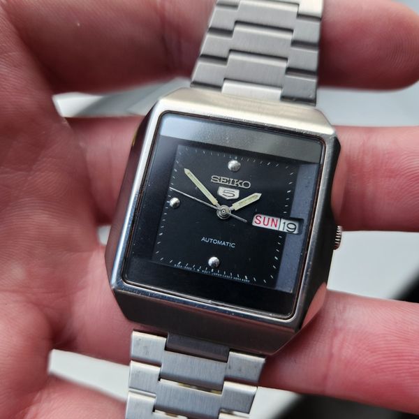 Vintage 1982, BLUE, SQUARE, SEIKO 5, Men's Automatic Day/Date Watch ...