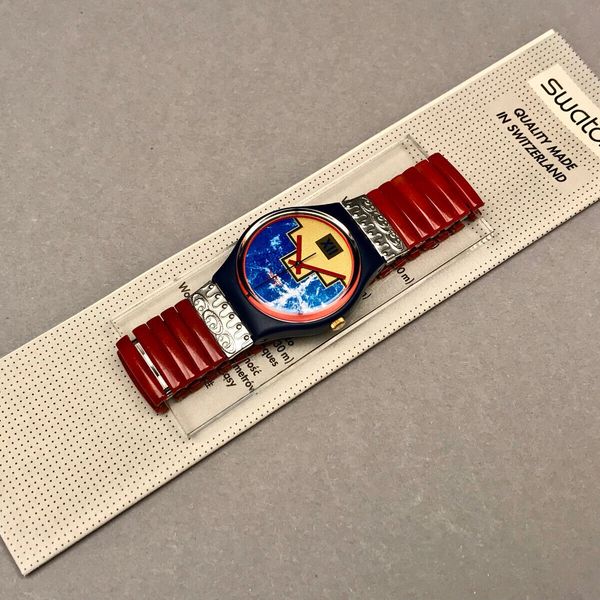 SWATCH WATCH ** GN114 - BLUE FLAMINGO - VARIANT - GENT 1991 ** USED ...