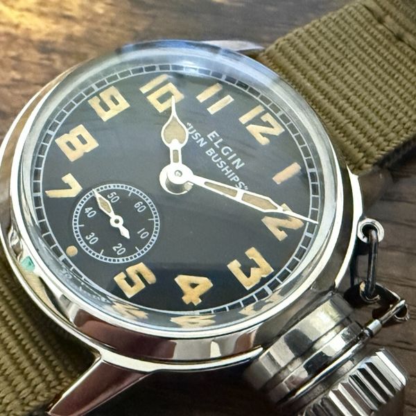 WW2ELGIN MILITARY WATCH SUB SECOND USN BUSHIPS WITH NEW CANTEEN CASE ...