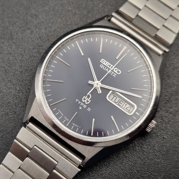 Seiko Type II Navy Dial Oct 1977 7546-8000 Vintage JDM Quartz Dial Rare ...
