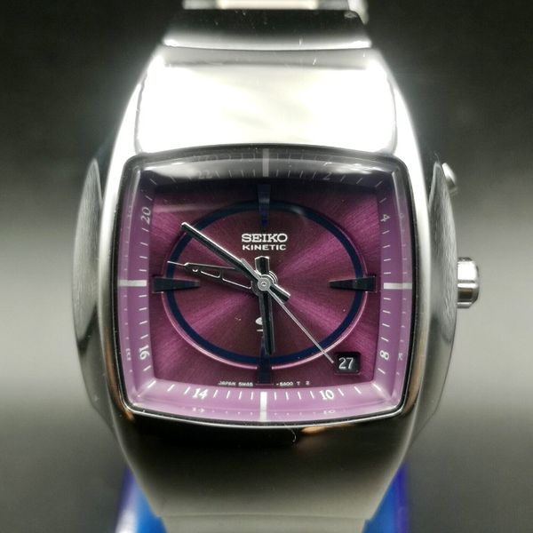 Vintage and Rare Seiko SUS GMT Kinetic Purple Face Men watch. 5M45-5A00 ...