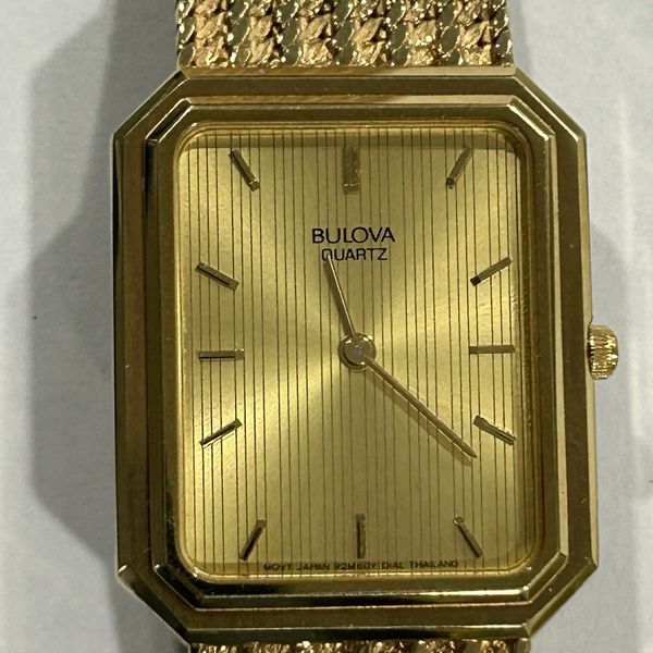 Bulova Tank Gold Plated Square Quartz Vintage Watch Swiss Original Box ...