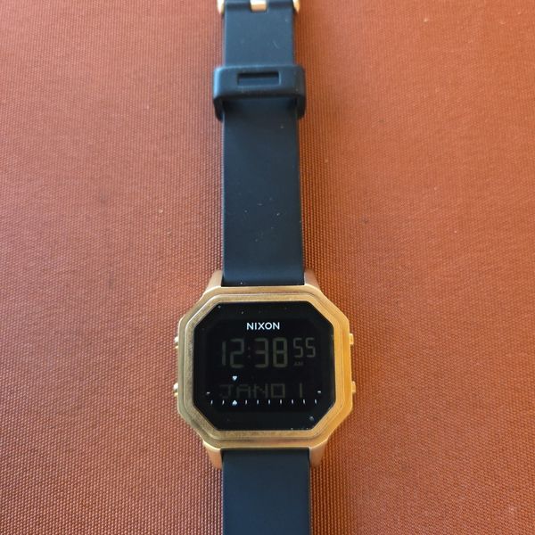 Nixon Watch Tropical Gangster The Siren SS Gold Tone Case Silicone Band ...