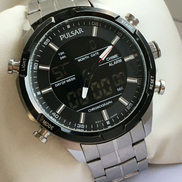 Pulsar by Seiko Mens Stainless Steel Chronograph Ana-Digi Sports Watch ...