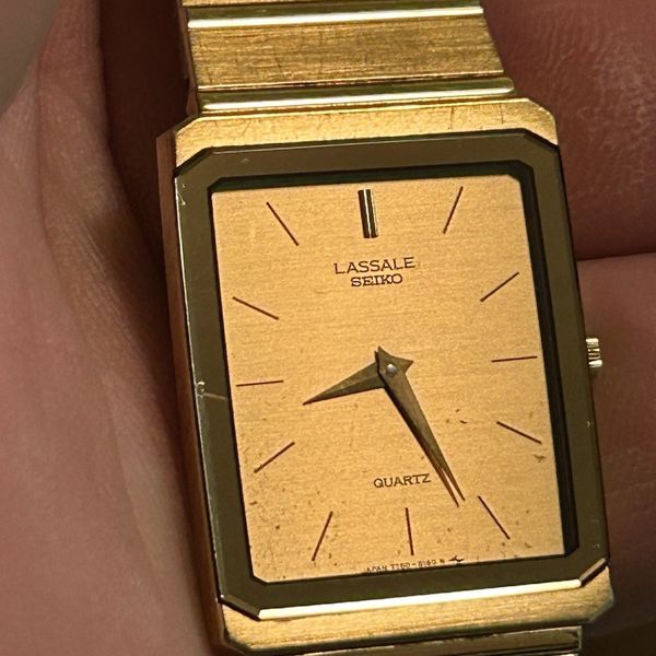 Vintage Seiko Lasalle Tank Watch Gold Flat Link Original Sticker | WatchCharts Marketplace