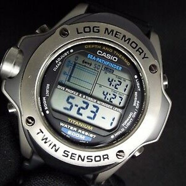 CASIO VINTAGE DIGITAL WATCH SPF-100 TITANIUM SEA PATHFINDER SCUBA DIVER ...