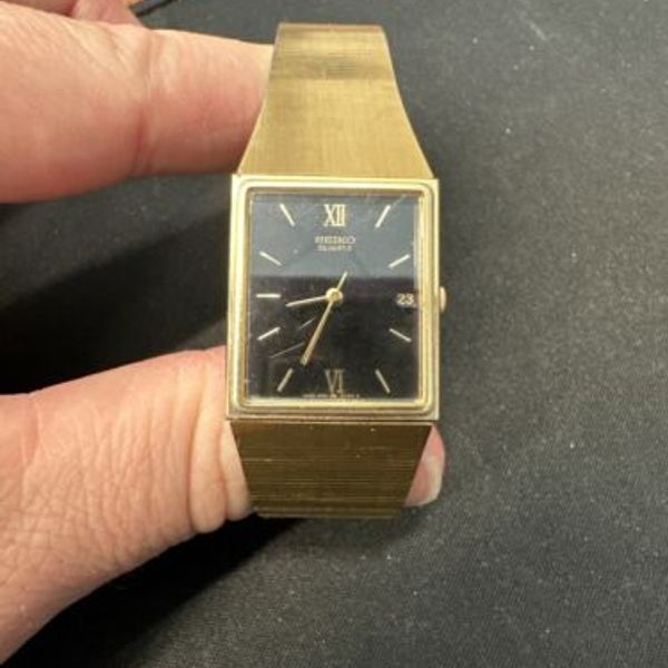 SEIKO SQUARE FACE WATCH WRISTWATCH BAND QUARTZ MOVEMENT GOLD TONE ...