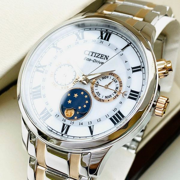 Citizen Sapphire Crystal Moonphase Dual Tone AP1054-80A Eco-Drive Men's ...