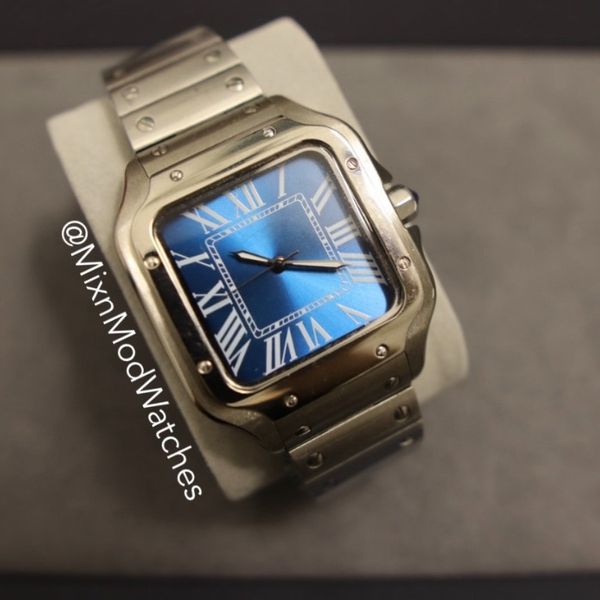 Santos Tank Blue [Seiko mod] 39mm automatic watch | WatchCharts Marketplace