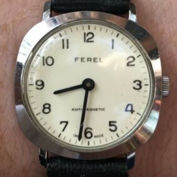 Vintage Swiss Made Ferel Brand Antimagnetic Cushion Shape Hand Wind ...